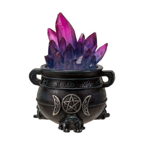 TRIPLE MOON CAULDRON W/LED CRYSTALS C/24 – Summit Collection Gifts