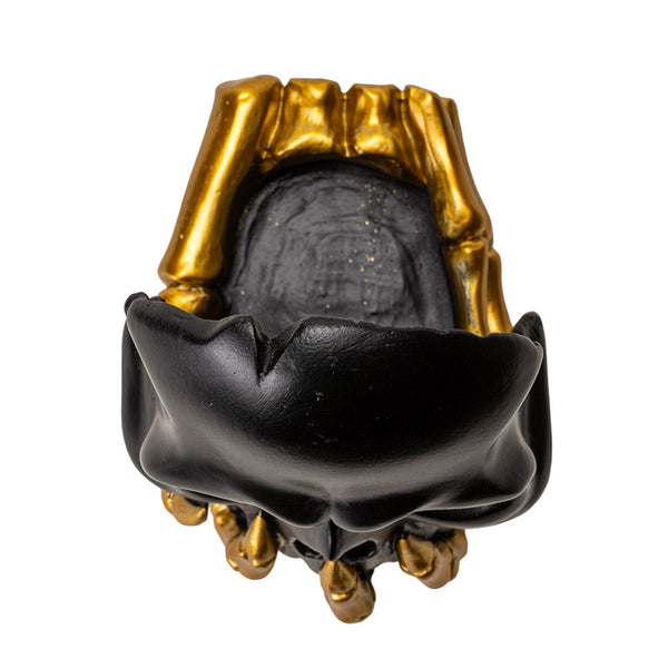 BLACK AND GOLD SKULL CANDLEHOLDER C/24 – Summit Collection Gifts