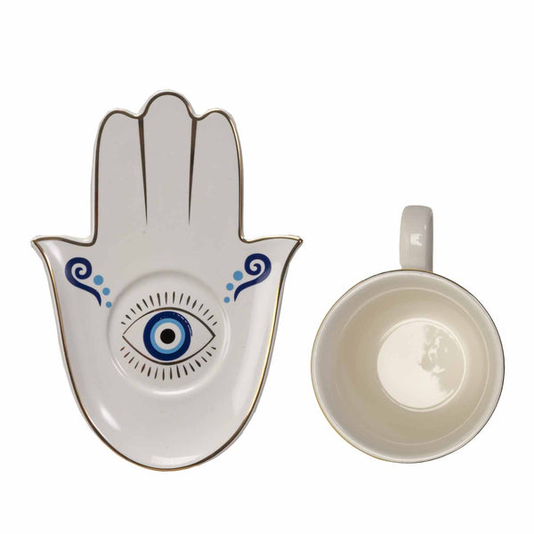 JS-EVIL EYE CUP AND SAUCER WHITE C/36 – Summit Collection Gifts